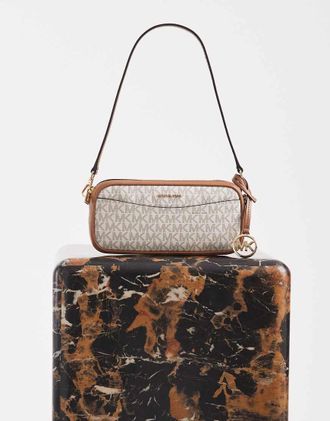 Michael Kors May - Pochette bandouli&egrave;re &agrave; monogramme - Cr&egrave;me-Blanc