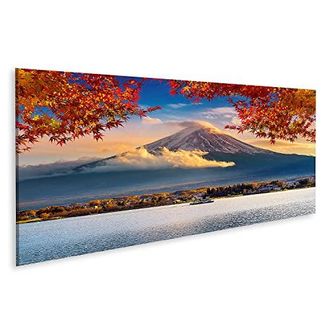 Islandburner Tableau sur toile Montagne Fuji Lac Kawaguchiko Coucher de Soleil Automne Saisons Yamanachi Japon Cadre Affiche Poster Murale Tableaux