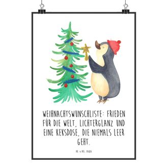 Mr. & Mrs. Panda Bild Pinguin Weihnachtsbaum DIN A4 - Geschenk, Winter, drucke, wandkunst, Weihnachten, wanddeko, Plakat, Poster
