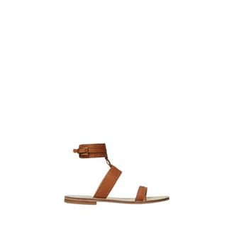 Twinset Flache Ledersandalen mit Nieten - - Shoes - Damen - Braun - 38 EU