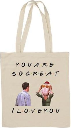 Generic Sac fourre-tout humoristique en coton naturel avec inscription « You Are So Great I Love You » Blanc