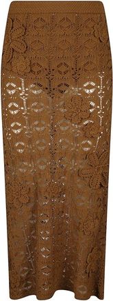 Pinko Pinko, Femme, Jupes, Brun, Taille: 36 FR Anthemis Midi Skirt