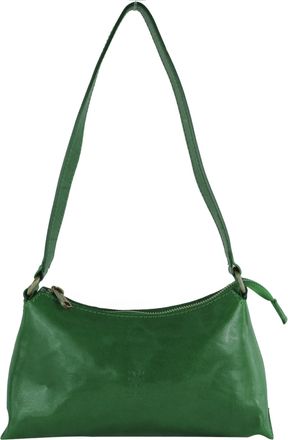 modamoda.de T255 - kleine Damentasche aus Leder made in Italy, Farbe:Flaschengr&uuml;n