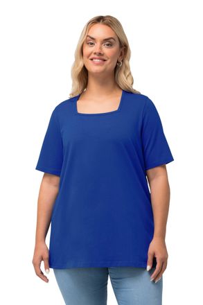 Ulla Popken Damen T-Shirt, A-Linie, Carree-Ausschnitt, Halbarm Shirt Carree-Neck, Kobaltblau, 46-48 EU
