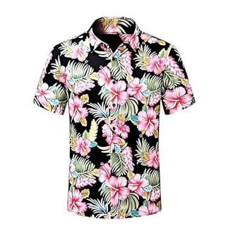 Generic Chemise hawa&iuml;enne amusante pour homme boutonn&eacute;e avec palmier hawa&iuml;en &agrave; manches courtes pour le golf, les Cara&iuml;bes, d&eacute;contract&eacute;, &eacute;t&eacute;, imprim&eacute; tropical,