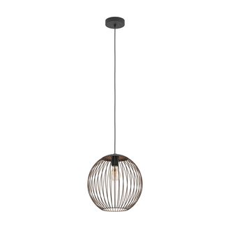 Eglo H&auml;ngelampe Almanzora, 1-flammige Pendelleuchte, Esstisch H&auml;ngeleuchte aus Metall in Schwarz und Kupfer, Esszimmerlampe h&auml;ngend, E27 Fassung, &Oslash; 32 cm