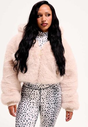 Juicy Couture Veste zipp&eacute;e avec capuche en fausse fourrure - Blanc