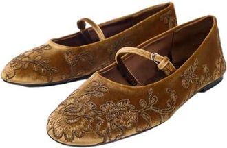 Generic JCVBN - Chaussures Mary Jane d&eacute;t&eacute; pour femme, faites &agrave; la main, broderies florales, mocassins avec sangle &agrave; boucle pour femme, marron, 40.5 EU