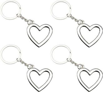 Supvox Lot de 4 Porte-Cl&eacute;s Pendentifs Coeur en Alliage Ornement D&eacute;coratif pour Paquet T&eacute;l&eacute;phone Cl&eacute; de Voiture - Pr&eacute;sent pour Famille et Amis