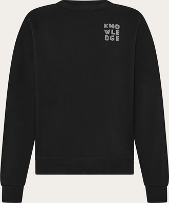 Knowledge Cotton Apparel Herren vegan Sweatshirt Herren Entspannter Bedruckter Rundhalsausschnitt Schwarz Jet