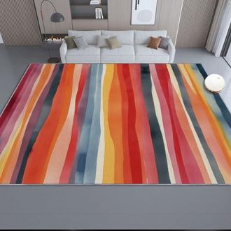 Generic Color&eacute; Tapis de Bain antid&eacute;rapant, Moquette d&eacute;coratifs Abstrait Aquarelle Rayures Motif r&eacute;sistant &agrave; la d&eacute;coloration Hydrofuge pour Salon Chambre &agrave; Cou