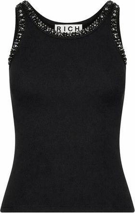 John Richmond Femme, Tops, Noir, Taille: 36 FR Top sans Manches avec Encolure D&eacute;corative