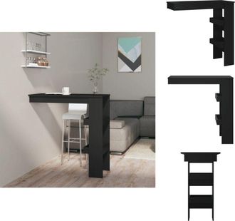 vidaXL Wand-Bartisch Schwarz 102x45x103,5 cm Holzwerkstoff - Wandbartisch - Bartisch - Kücheninsel - Holzwerkstoff - Schwarz