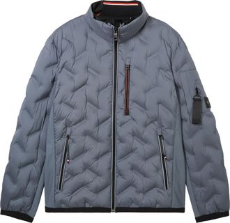 Tom Tailor Herren Hybrid Jacke mit Kapuze im Stehkragen,28128 - Stormy Teal, XL