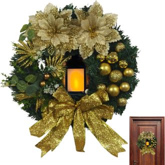 Generico Weihnachtsgirlande mit LED-Licht - beleuchtete Schleifenkranz, 30 cm, langlebige Dekoration | Weihnachtsdekoration f&uuml;r Balkon, T&uuml;r, Kamin, Wand, Schla