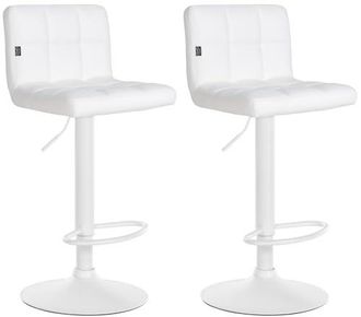 Clp Lot de 2 tabourets de Bar Feni Similicuir I Tabouret de comptoir réglable en Hauteur avec Repose-Pieds et Dossier, Couleur:Blanc, Couleur du Cadre:Bla