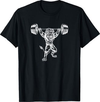 Seembo Lion Gewichtheberhanteln Fitness Tier Gym Workout T-Shirt