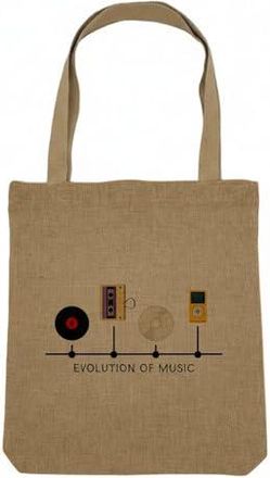 Fabulous Sac Shopping Tote Bag Aspect Lin - Evolution of Music Musique Vinyle Vintage CD - Sac de Courses Toile Epaisse 360g Beige Naturel Cabas Port&eacute; Epaule S