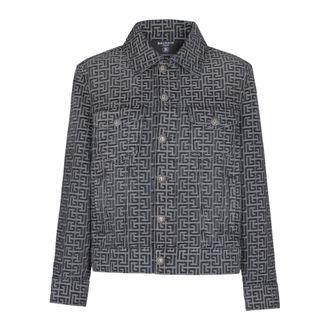 Balmain Monogrammed Denim Jacket - - Jackets - Herren - Grau - L