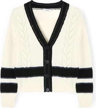 Motivi Femme, Pulls, Blanc, Taille: 42 FR Gilet en maille &agrave; sequins