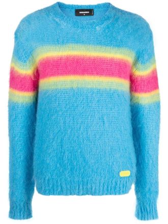 Dsquared2 gradient stripe crew neck jumper - Blau