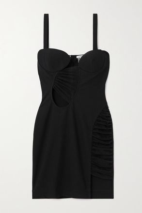 Nensi Dojaka Minikleid Aus Stretch-cr&ecirc;pe Mit Cut-outs Und T&uuml;lleins&auml;tzen - Schwarz