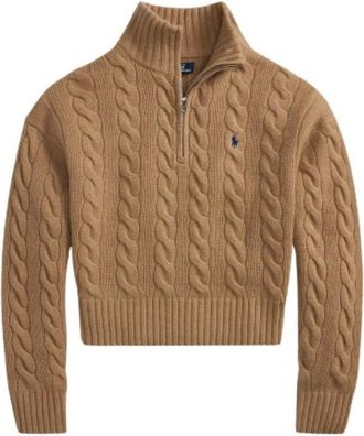 Polo Ralph Lauren Femme, Pulls, Brun, Taille: 44 FR Pull col camionneur demi zip