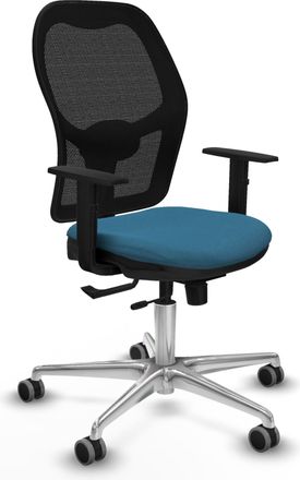 Piqueras y Crespo Drehbarer Schreibtischstuhl ohne Rollen, 1D-Arme, h&ouml;henverstellbare Lendenwirbelst&uuml;tze, ausgestattet mit Syncro/Traslack und injiziertem Schaum, Schwa