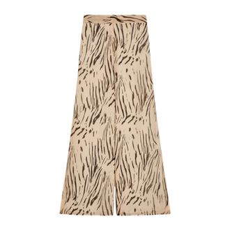 Pennyblack Femme, Pantalons, Beige, Taille: 38 FR Pantalon Large en Georgette Imprim&eacute;e