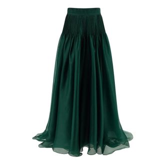 Carolina Herrera Femme, Jupes, Vert, Taille: 36 FR Pintucked Organza Skirt
