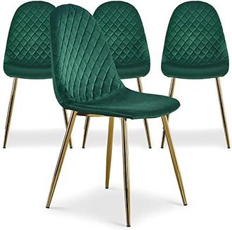 Menzzo Norway Set mit 4 Polsterst&uuml;hlen, Samtbezug Gr&uuml;n