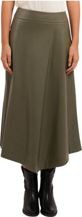 HUGO BOSS Jupe en similicuir avec d&eacute;tail volant&eacute; - Femme - Jupes - Vert - Taille: 36 FR