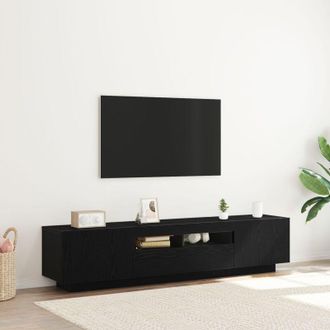 vidaXL Vidaxl - TV-Schrank mit LED-Lichtern, Schwarz, Eiche, 180x35x40 cm, Holzwerkstoff