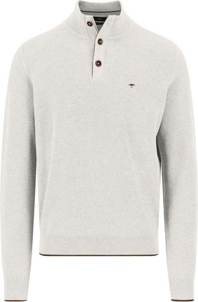 Fynch-Hatton Pullover aus Baumwolle mit Knopfleiste und Stehkragen Winter White / 3XL