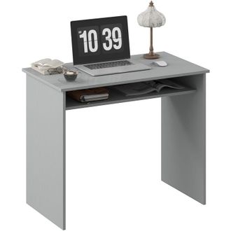 HOMCOM Bureau informatique - HOMCOM - sobre &eacute;pur&eacute; compact avec 1 &eacute;tag&egrave;re - panneaux de particules - dim. 90l x 50P x 74H cm - gris