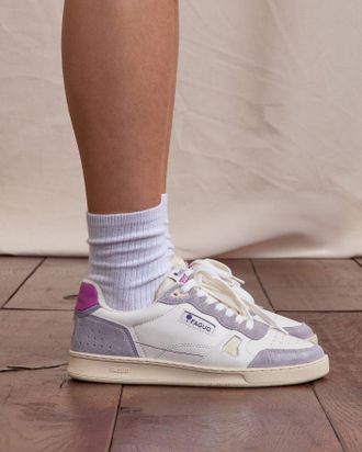 Faguo Baskets blanc et rose gris&eacute; cuir