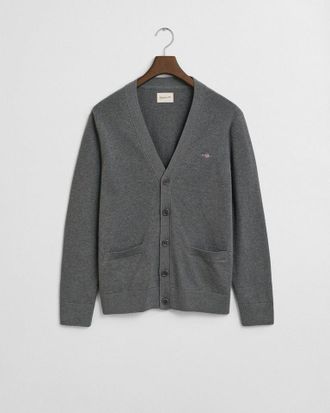 GANT Strickjacke CASUAL COTTON V-Ausschnitt, regular fit, Taschen