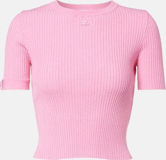 Courr&egrave;ges Courr&egrave;ges Cropped-Top aus Rippstrick
