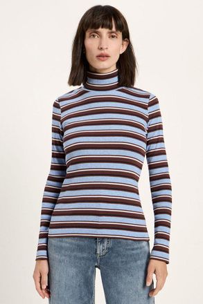 Lanius Lanius Damen vegan Top Coltrui Schokoladenbraun Mehrfarbig