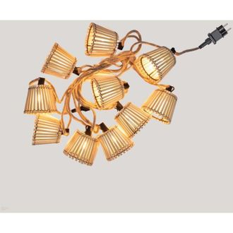 Licht-Erlebnisse Licht-erlebnisse - led Au&szlig;enlichterkette mit Stecker 5m lang + 3m Kabel IP44 2200 k Bambus Schirme au&szlig;en Garten Terrasse Balkon Beleuchtung