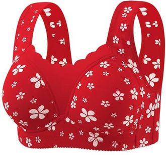 Generic Soutien-gorge confortable sans fil &agrave; couverture compl&egrave;te pour femme avec bretelles larges et imprim&eacute; floral &agrave; petites fleurs, sous-v&ecirc;tements doux sans