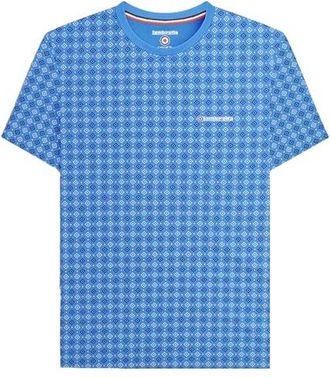 Lambretta Geo AOP T-shirt &agrave; manches courtes et col rond pour homme, Bleu (Vallarta Blue), XL