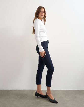 Topshop jean capri 3/4 en denim brut-Noir