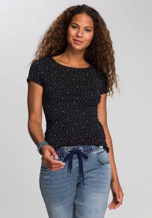 Kangaroos T-Shirt Kurzarm, elastische Rippware, mit Herz-Muster, Rundhalsausschnitt