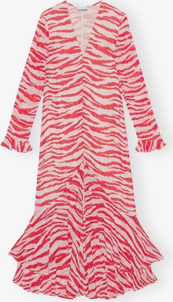 Ganni Robe longue en georgette l&eacute;g&egrave;re imprim&eacute;e Rouge Viscose - Taille 40 - Pour Femme