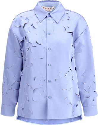 Marni chemise &agrave; d&eacute;coupes florales - Bleu