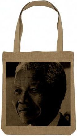 Fabulous Sac Shopping Tote Bag Aspect Lin - Nelson Mandela Portrait Militant Droits Humains Afrique du Sud - Sac de Courses Toile Epaisse 360g Beige Naturel Ca