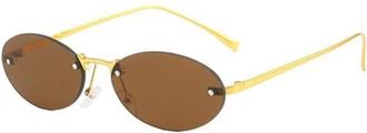 Generic Lunettes De Soleil À Petite Monture En Métal For Femmes, Sport, Vacances, Conduite(Brown)