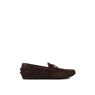Bally Braune Wildleder-Loafer mit Gold-Logo - - Shoes - Herren - Braun - 44 1/2 EU