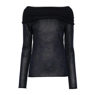 Roberto Collina Pull fin &eacute;paules d&eacute;nud&eacute;es - Femme - Tops - Bleu - Taille: 38 FR